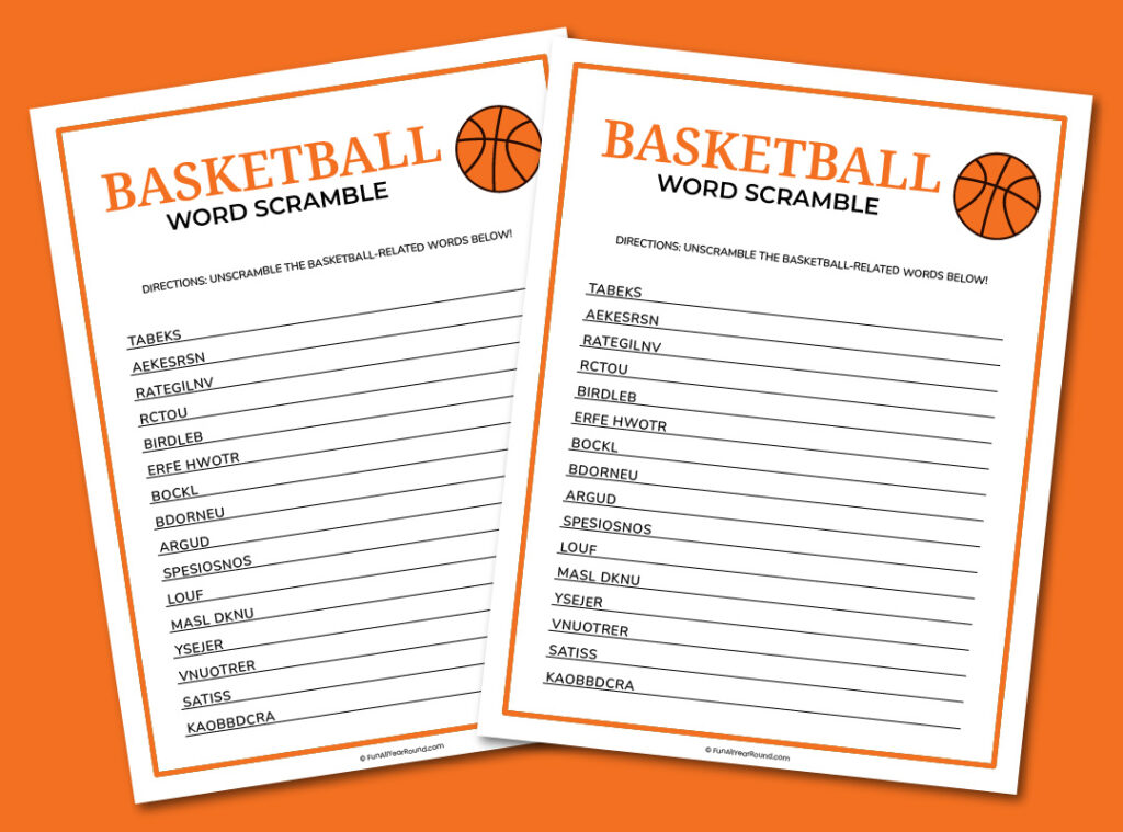 Basketball word scramble - Fun All Year Round