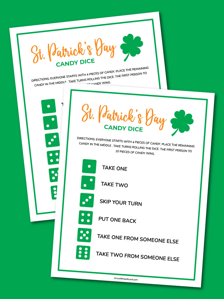 St. Patrick's Day candy dice - Fun All Year Round