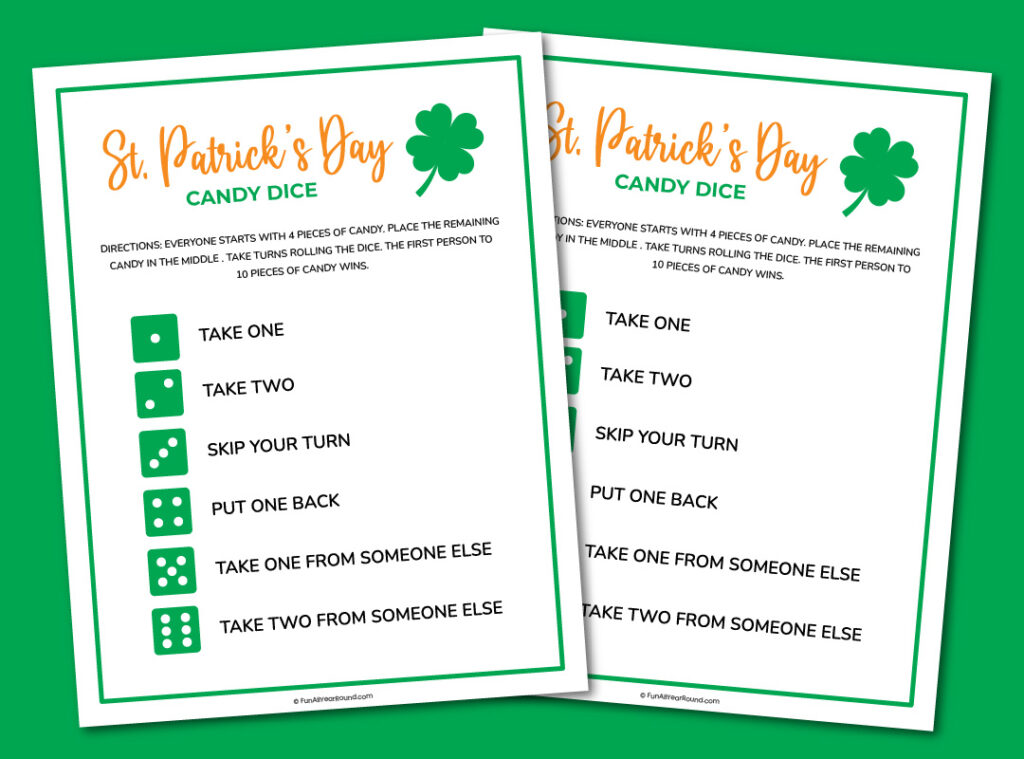 St. Patrick's Day candy dice - Fun All Year Round