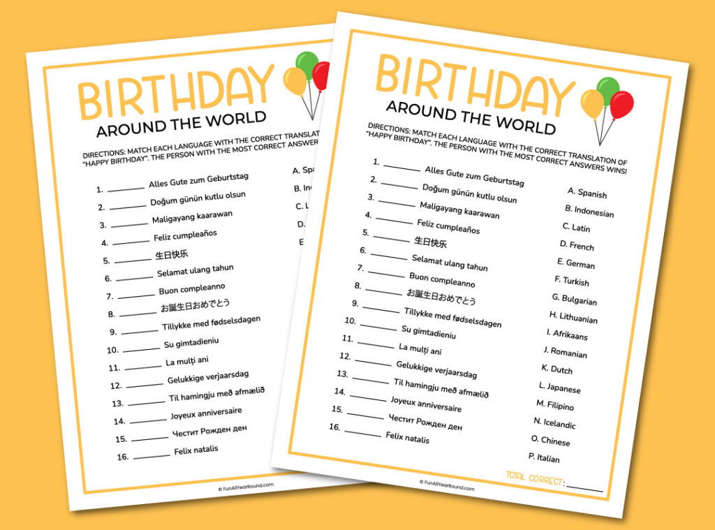 Birthday around the world - Fun All Year Round