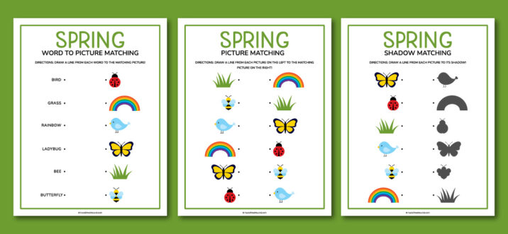 Spring matching worksheets - Fun All Year Round