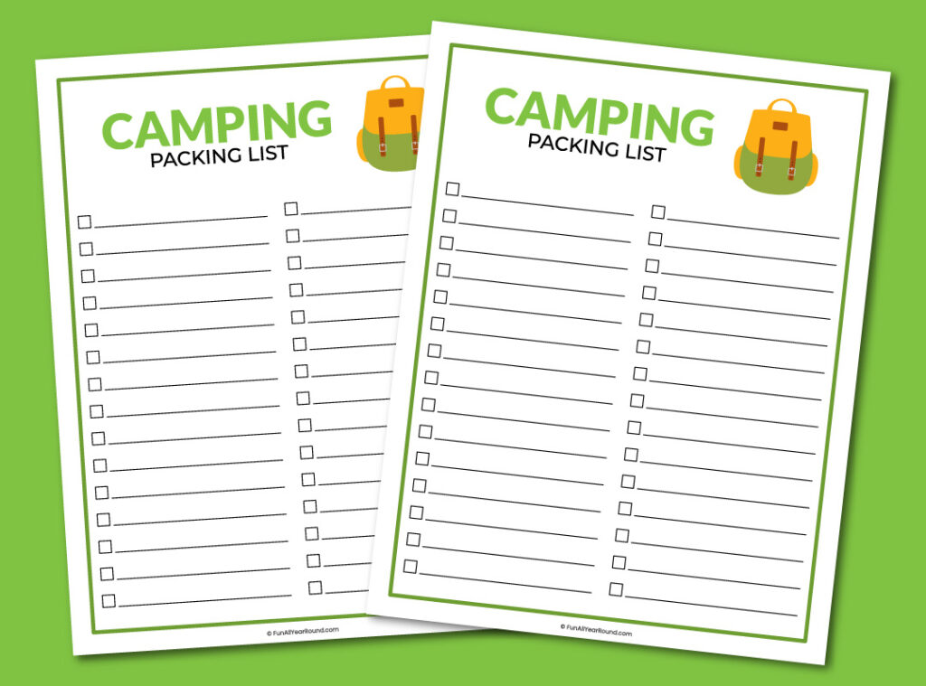 Camping packing list - Fun All Year Round
