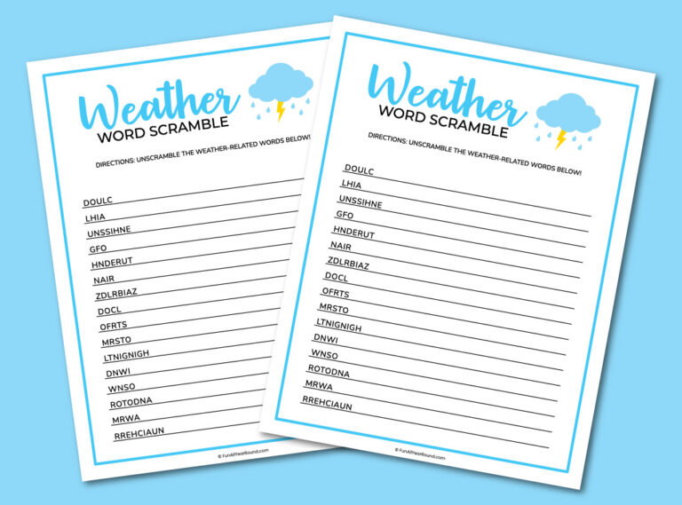 Weather word scramble - Fun All Year Round