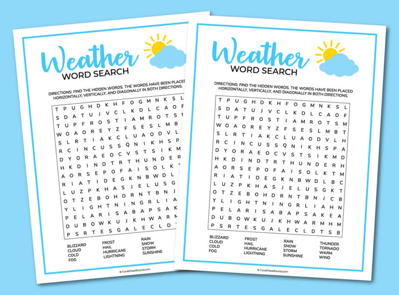 Weather word search - Fun All Year Round