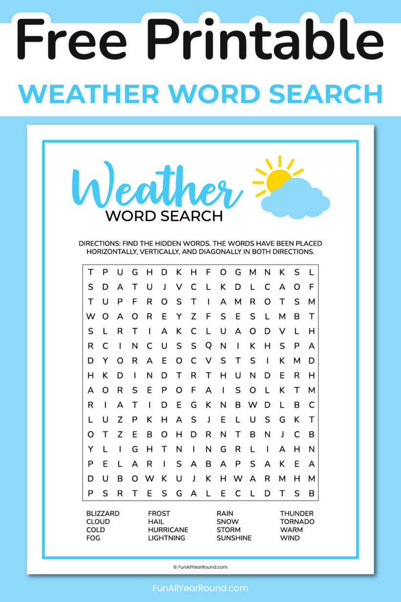 Weather word search - Fun All Year Round