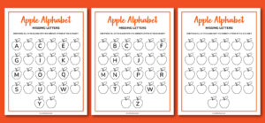 Apple alphabet missing letters worksheets - Fun All Year Round