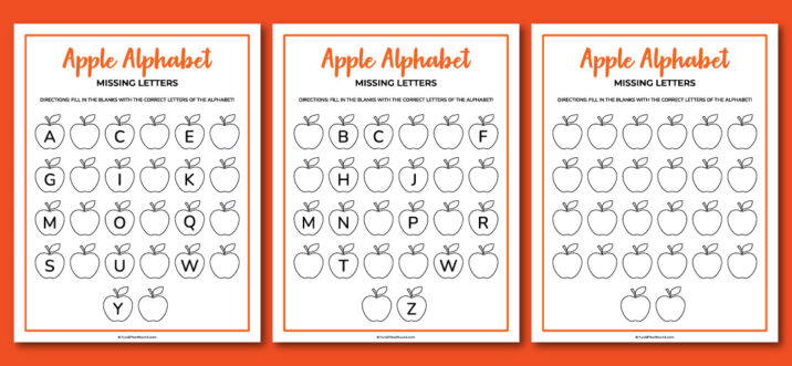 Apple alphabet missing letters worksheets - Fun All Year Round