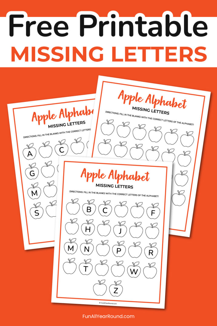 Apple alphabet missing letters worksheets - Fun All Year Round