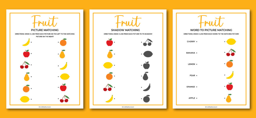 Fruit matching worksheets - Fun All Year Round