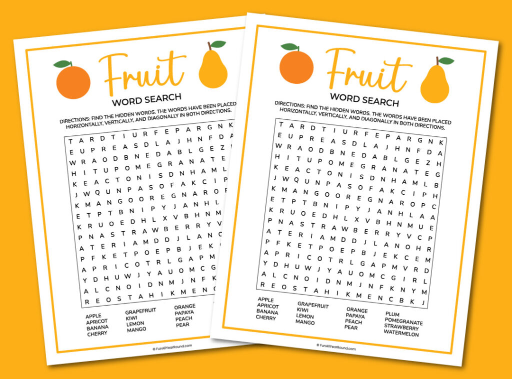 Fruit word search - Fun All Year Round