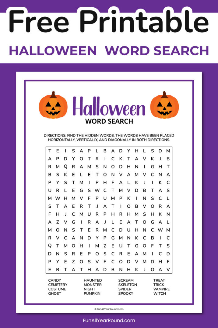 Halloween word search - Fun All Year Round