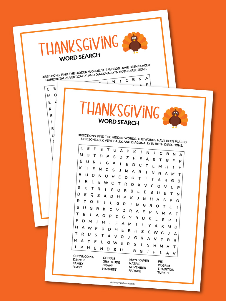 Thanksgiving word search - Fun All Year Round