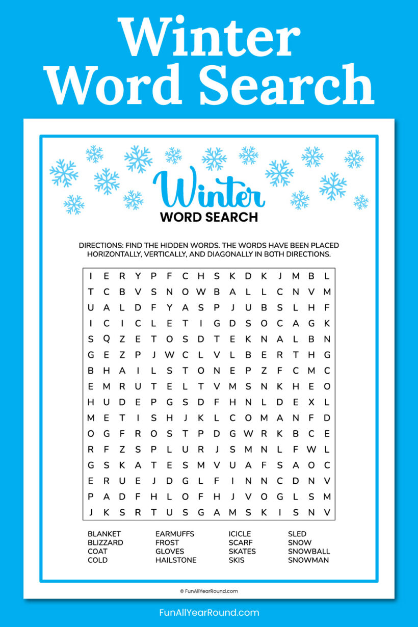 Winter word search - Fun All Year Round