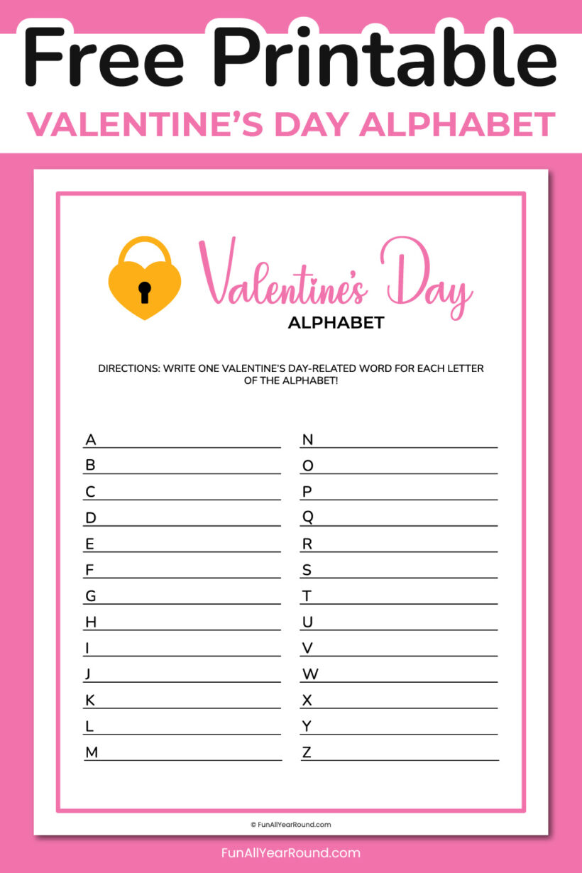 Valentine's Day alphabet - Fun All Year Round
