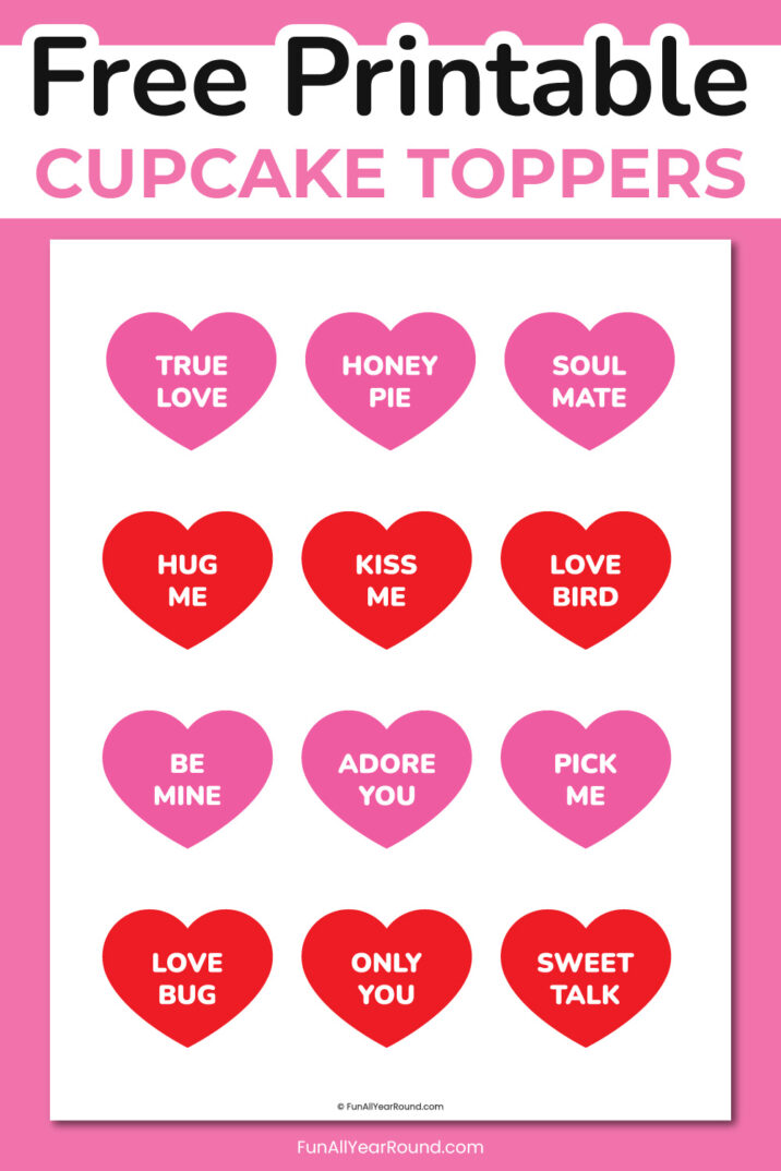Valentine's Day heart cupcake toppers - Fun All Year Round